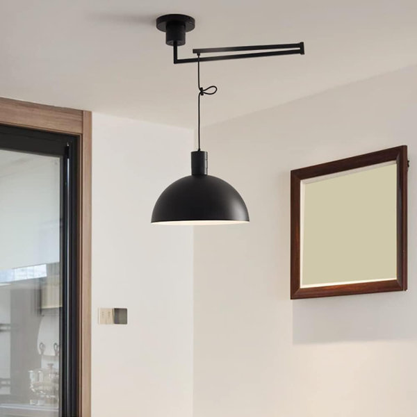 Ebern Designs Adjustable Swing Arm Pendant Light Fixture With Dome ...
