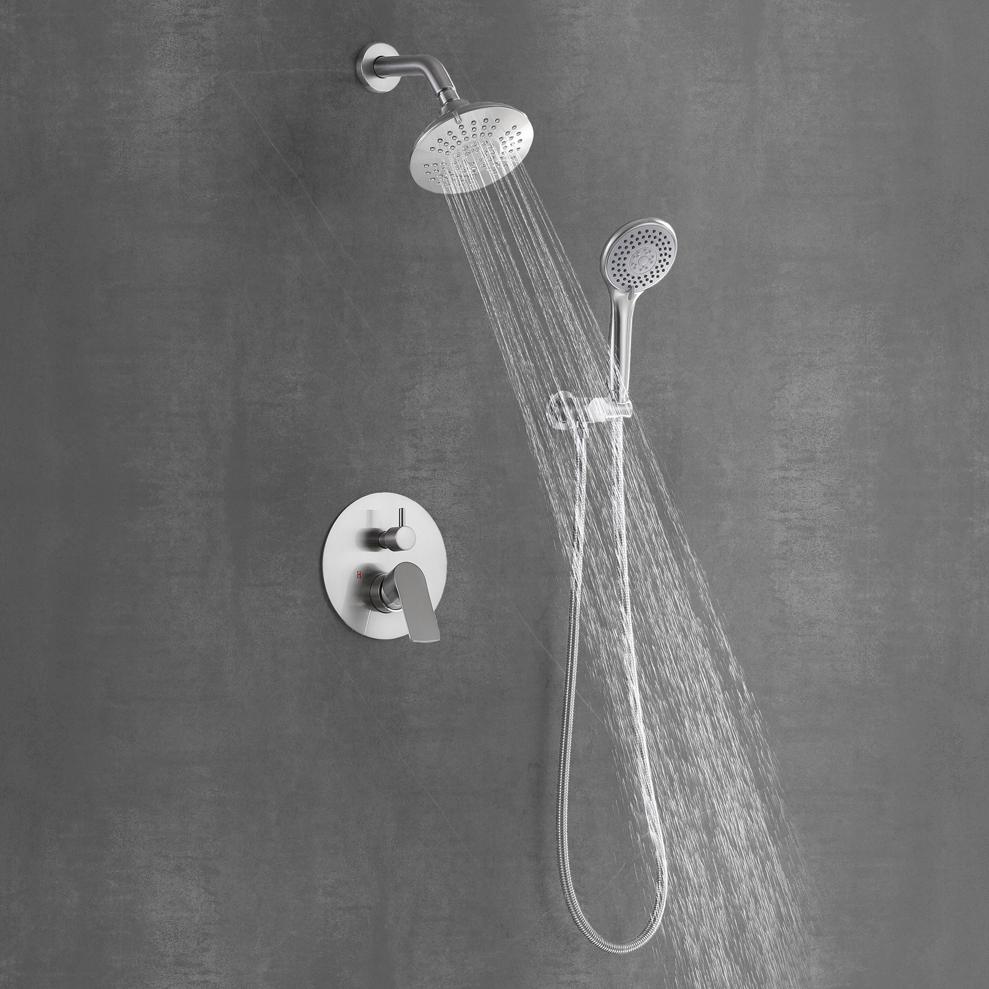 RBROHANT 6" Complete Shower Combo Set, 5 Functions Solid Brass Shower ...