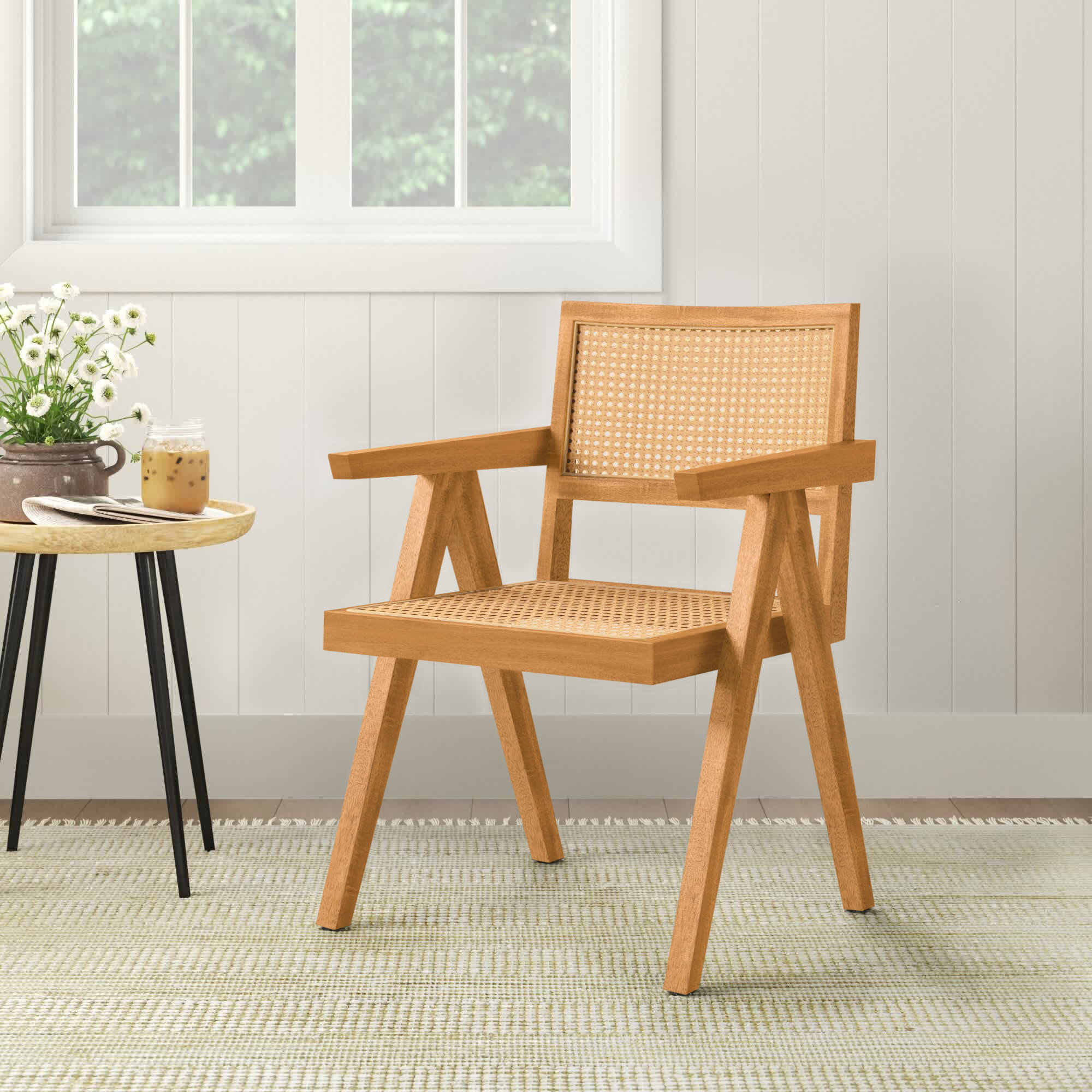 Sand & Stable™ Corrin 31'' H Solid Wood Cane Back Arm Chair & Reviews ...