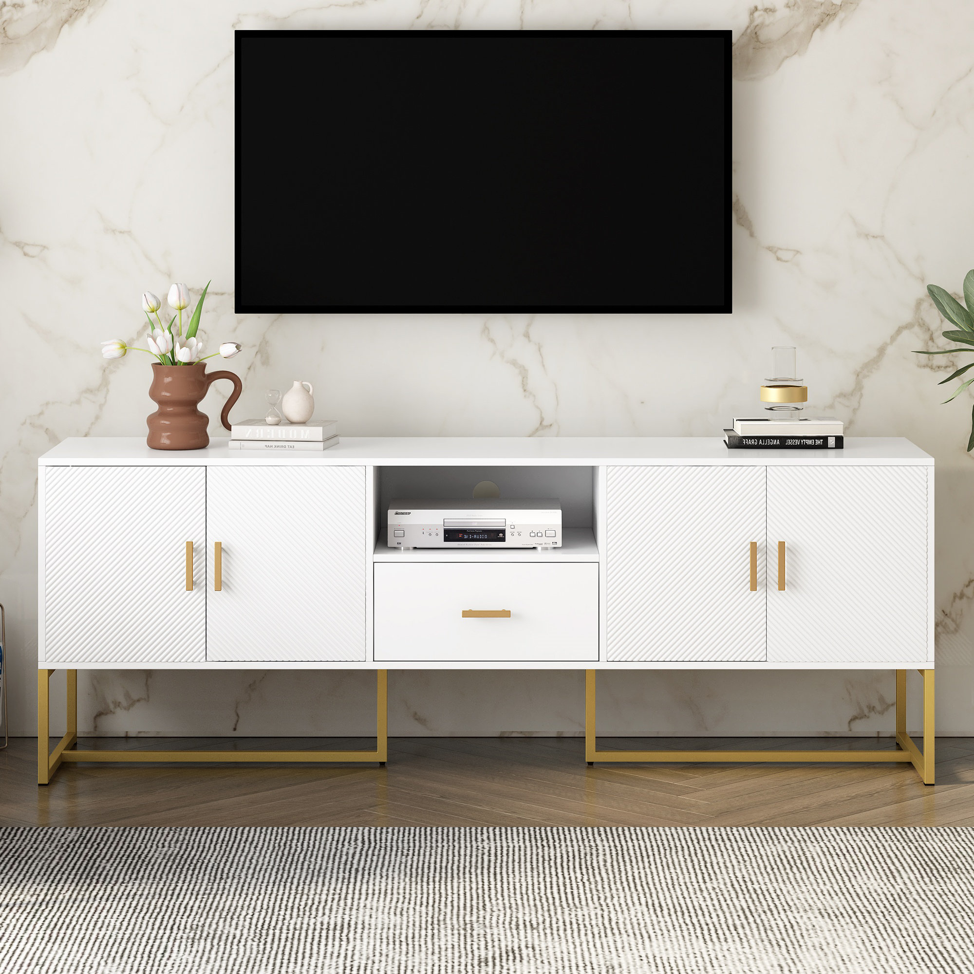 Ebern Designs Modern TV Stand for TV up to 70 Inches,TV Cabinet with 1 ...