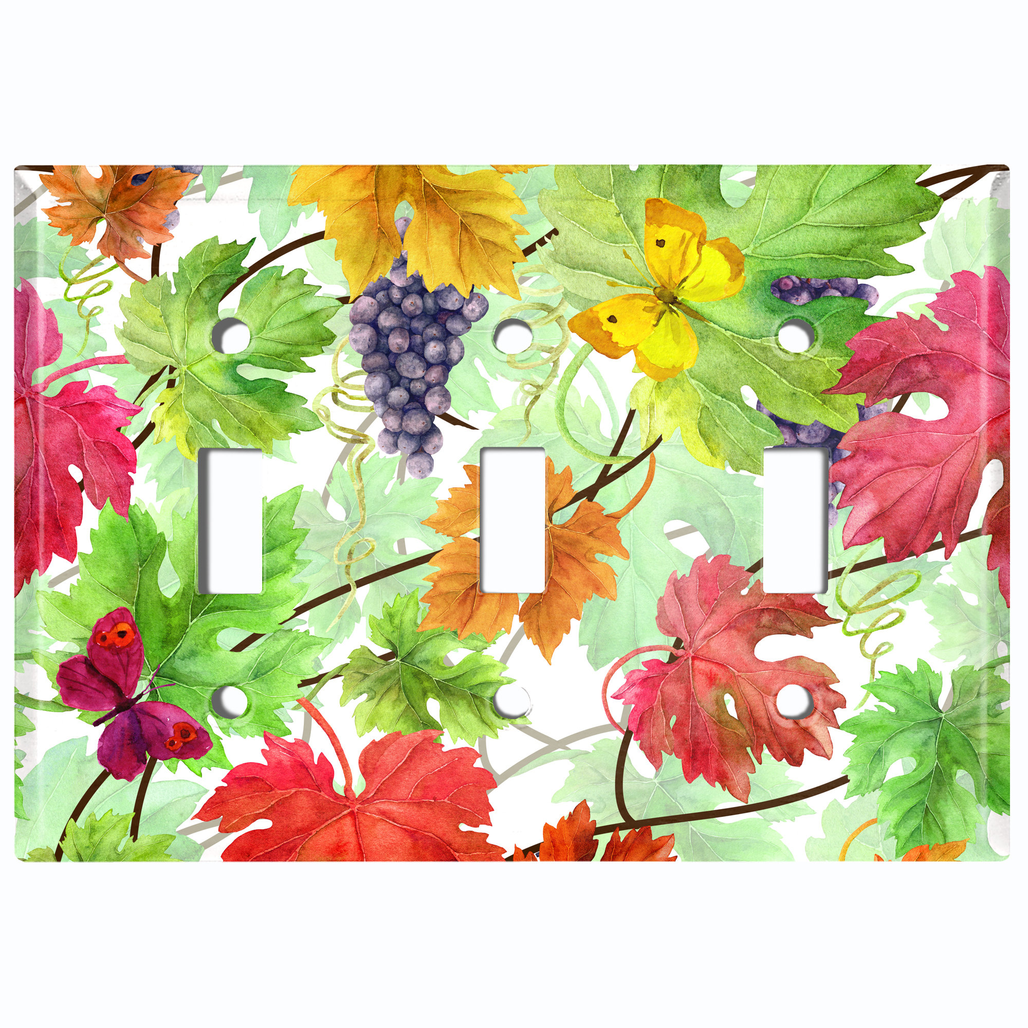 WorldAcc Metal Light Switch Plate Outlet Cover (Autumn Purple Grapes ...