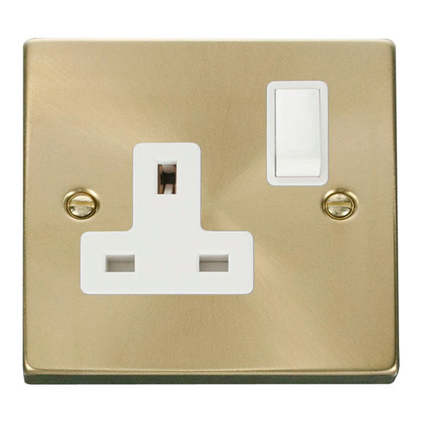 17 Stories Satin Brass 1 Gang 13A DP Switched Plug Socket | Wayfair.co.uk