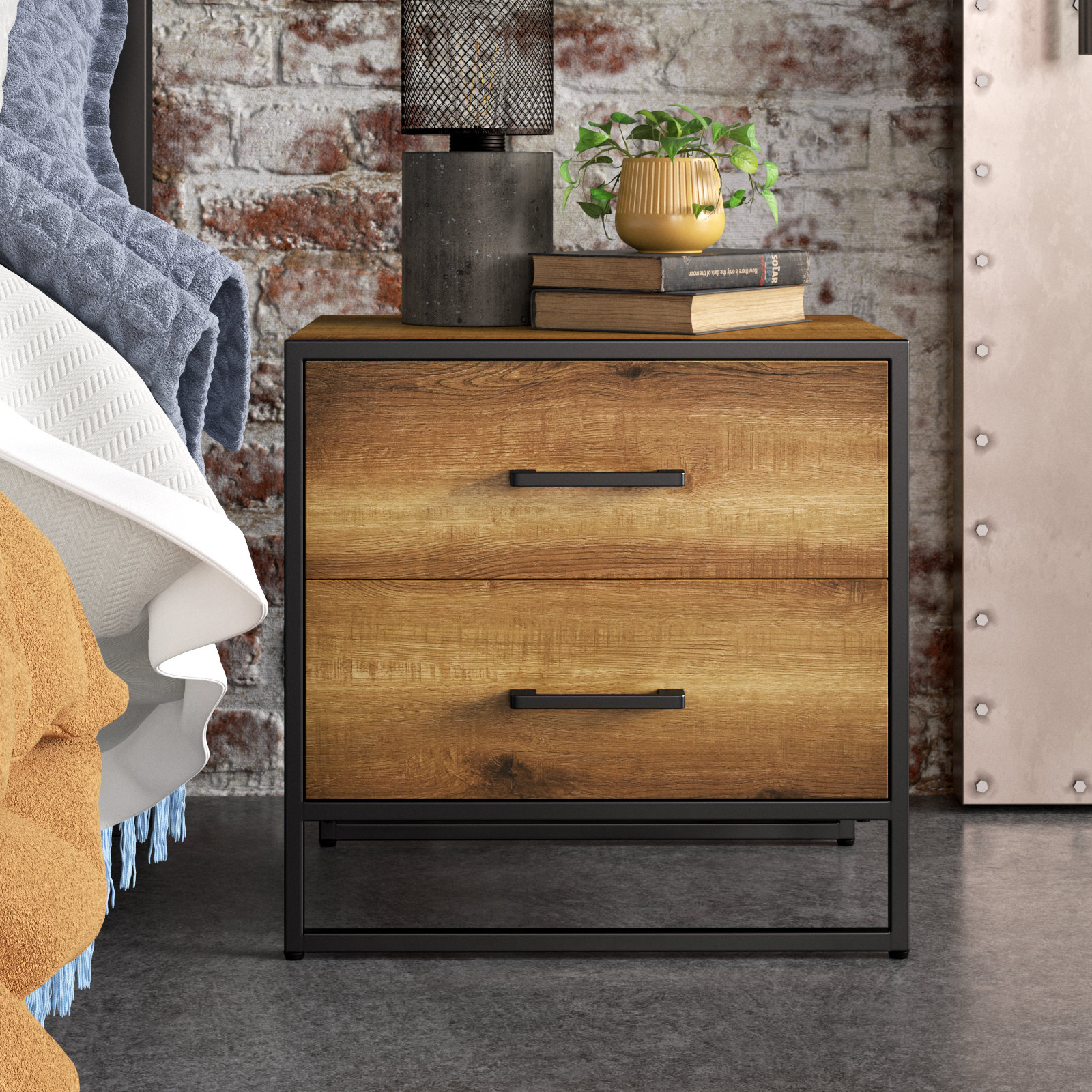 Trent Austin Design® Patchell 19.7"H 2 Drawer Nightstand with Metal ...