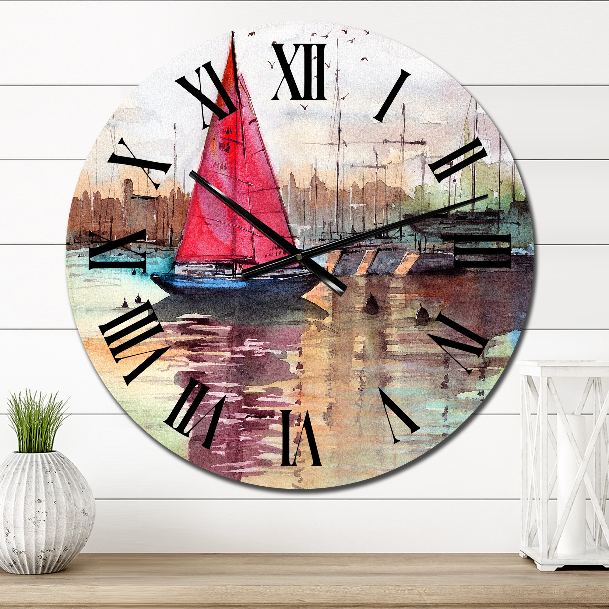 East Urban Home A Sailboat in A Marina with Yachts and Buildings ...