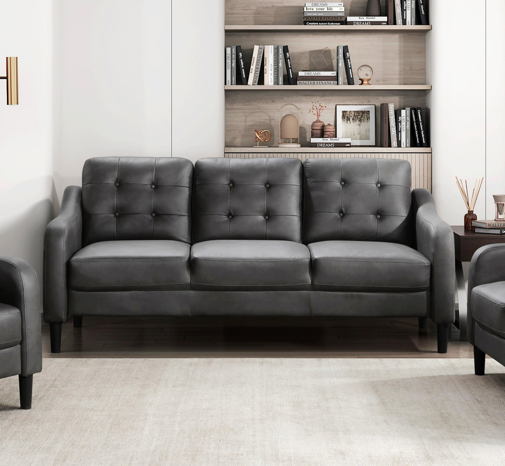 Lark Manor Upholstered Sofa, Button Tufted Couch, Wood Frame Sofa For ...