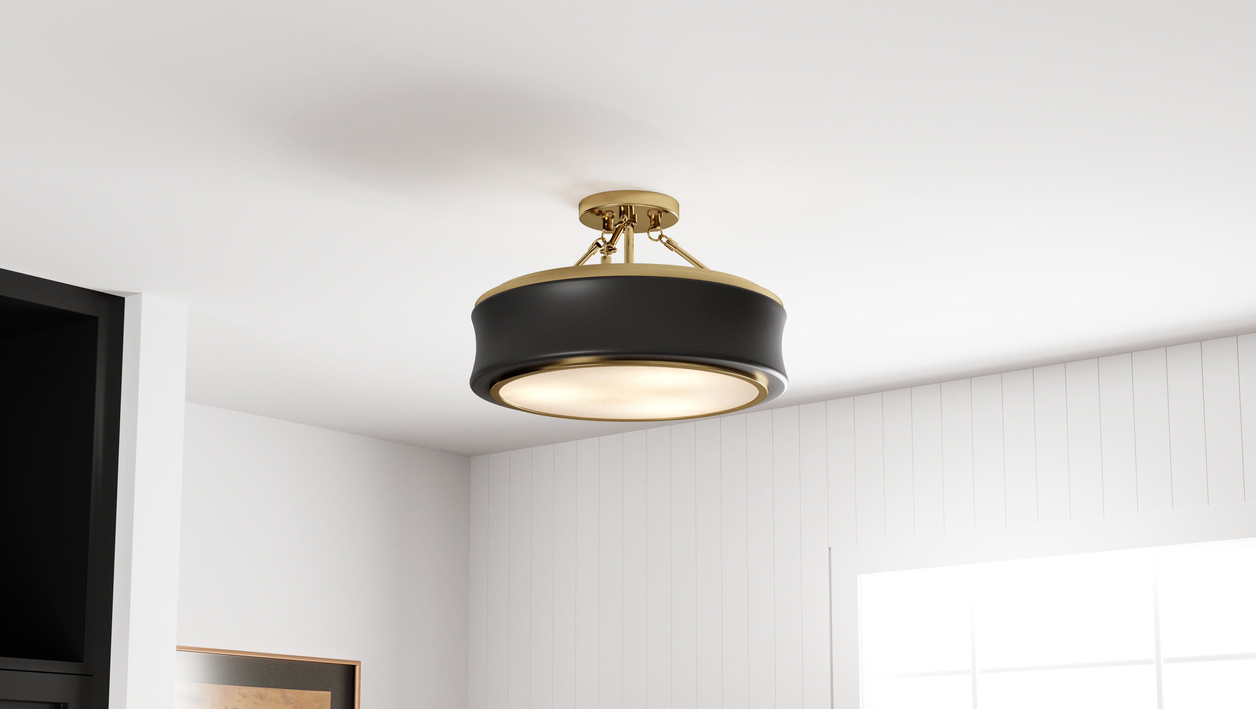 Mercer41 Dylan 3-Light Matte Black Semi-Flush Mount | Wayfair
