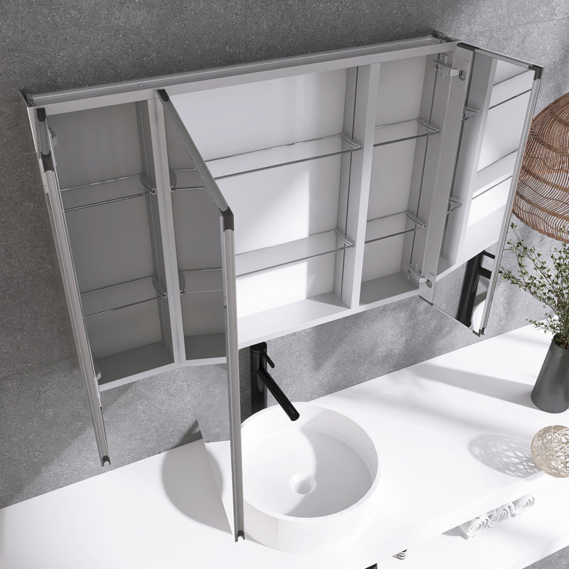Latitude Run® Chrishaud Recessed Frameless 3 Door Medicine Cabinet with ...