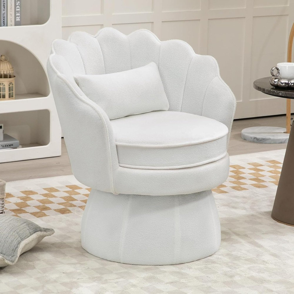 Everly Quinn Modern 360° Swivel Accent Chair With Lumbar Pillow, Shape ...