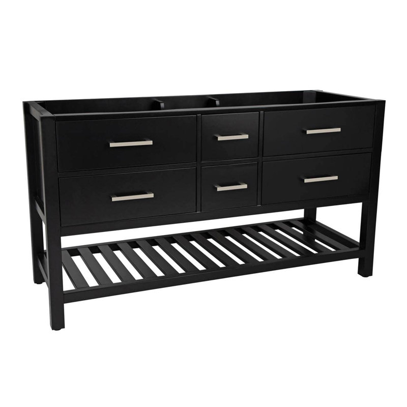 Red Barrel Studio® 59" Double Bathroom Vanity Base in Black | Wayfair