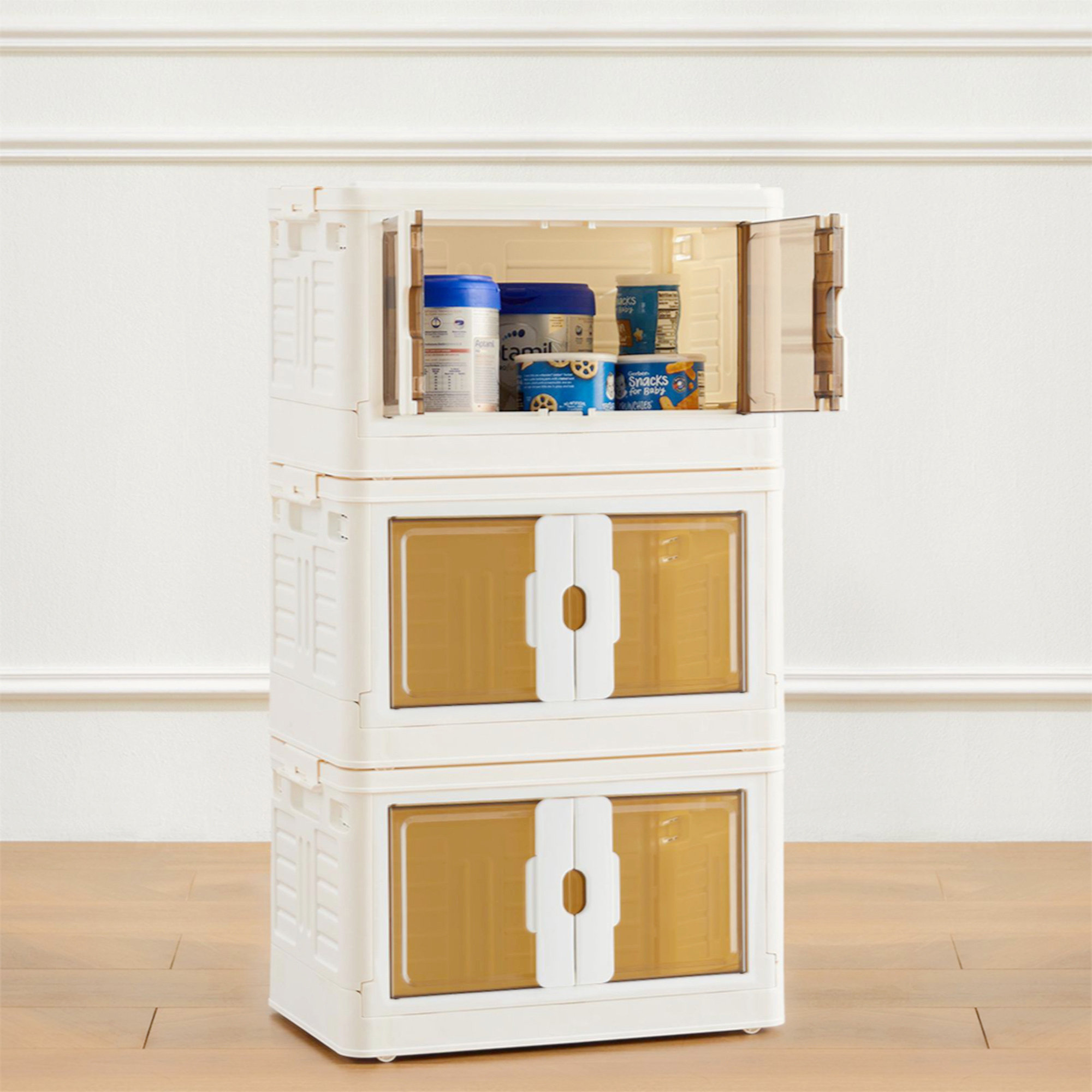 Rebrilliant Stackable Plastic Storage Bins With Lids Foldable Storage ...