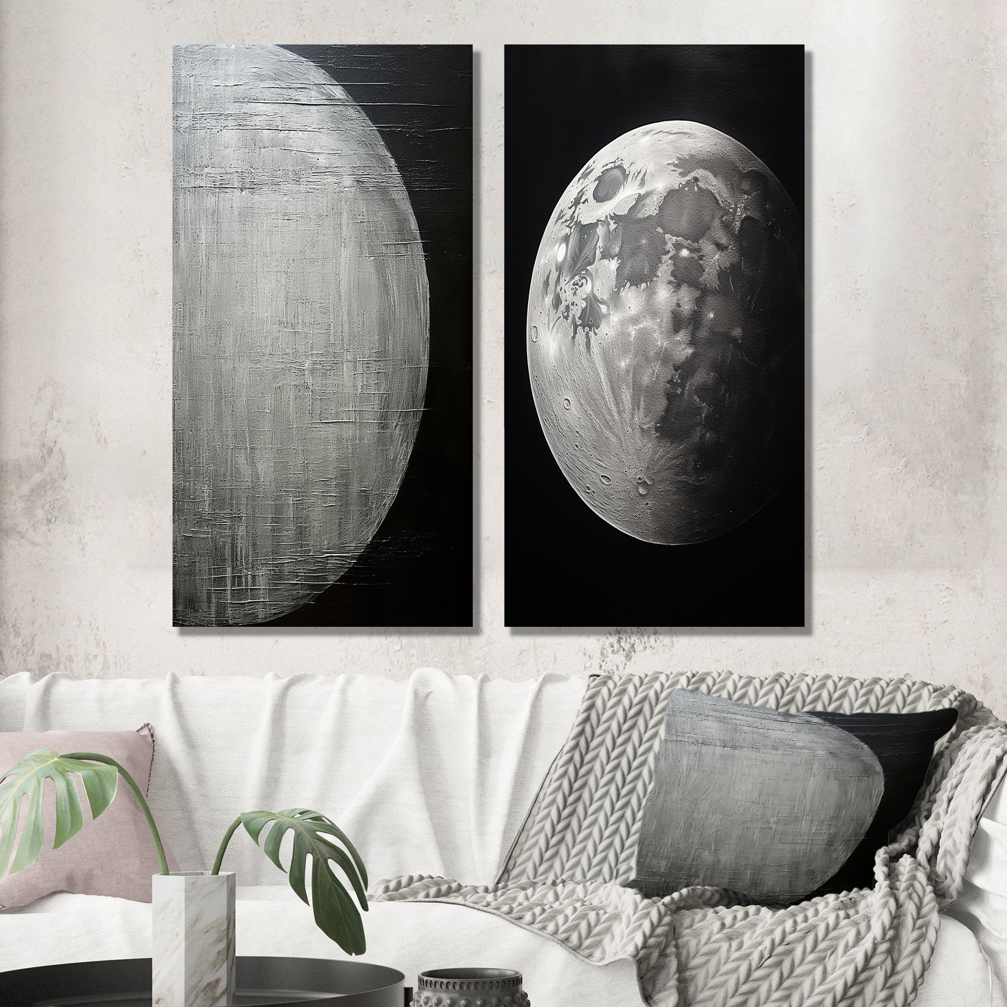 Latitude Run® Black Silver Moon Solitude - Moon Wall Decor Set Of 2 ...