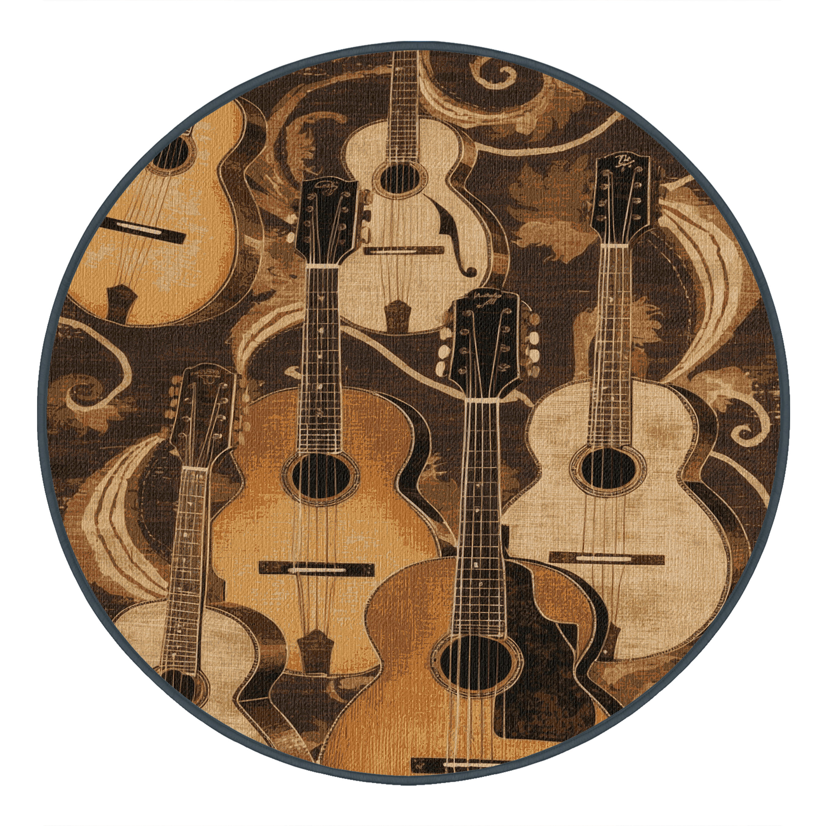 Dakota Fields Washable Acoustic and Folk Guitar Patterns Music Area Rug ...