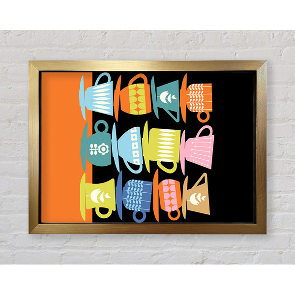 Bright Star Retro Tea Cups - Single Picture Frame Print | Wayfair.co.uk