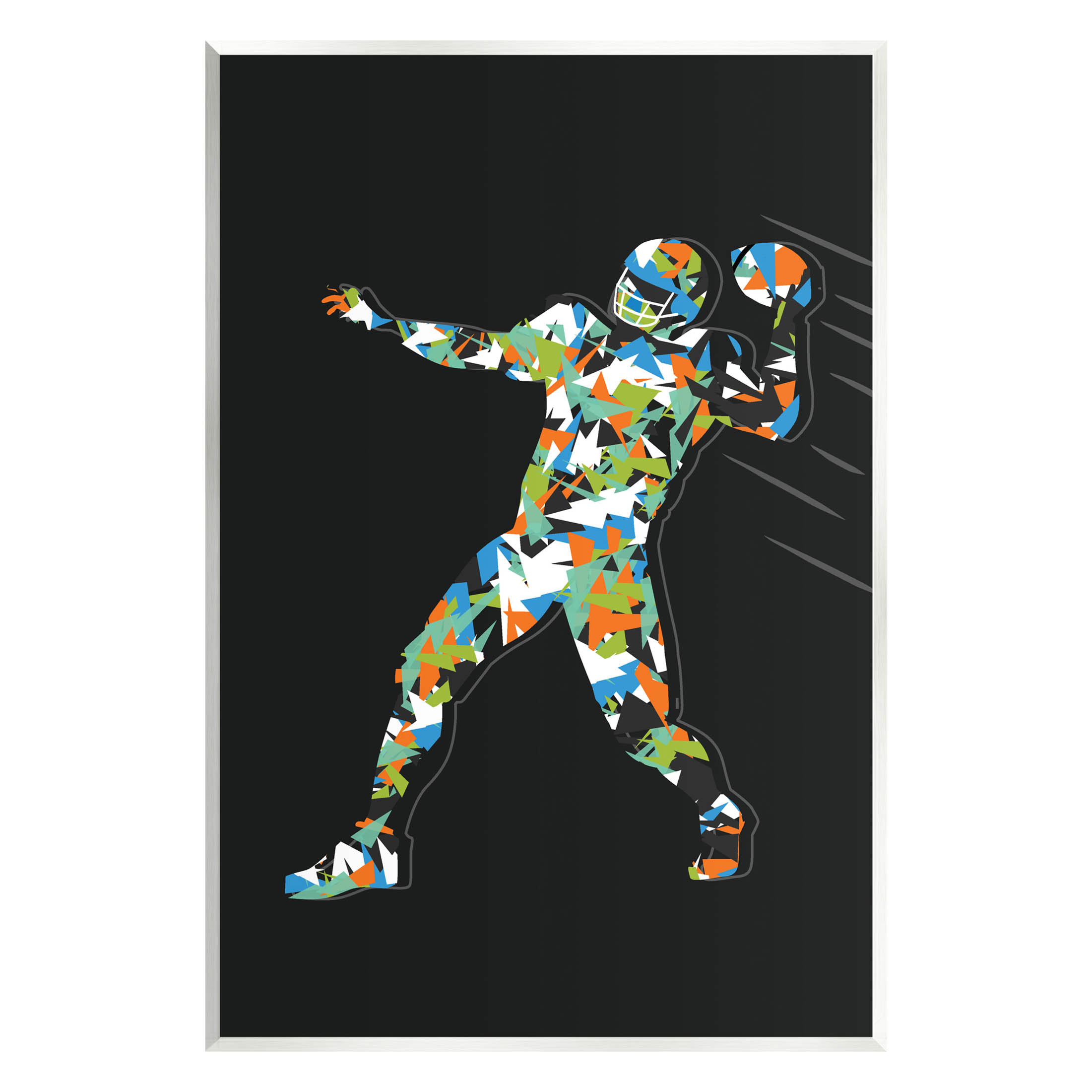 Stupell Industries Abstract Throwing Football Pose Wall Plaque Art By ...
