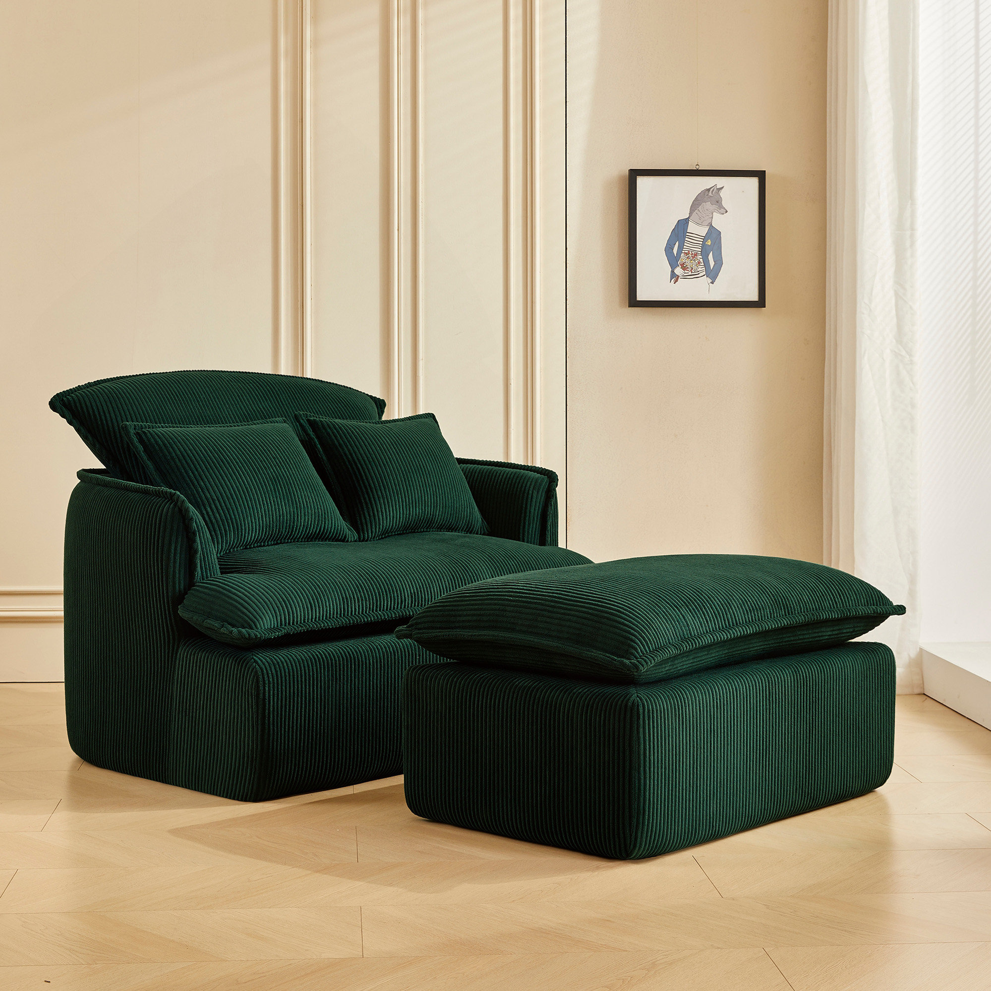 Ebern Designs Convertible Compressed Sofa Chair With Ottoman, Modern ...