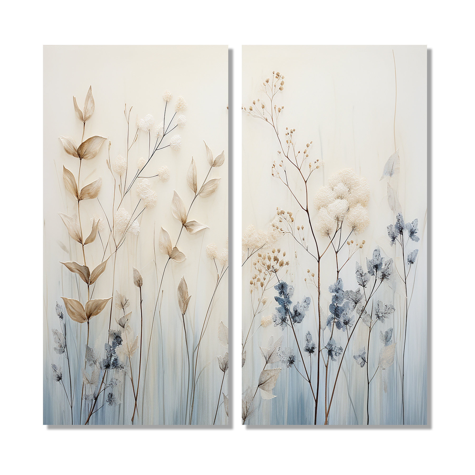George Oliver Beige And Blue Herbs Minimal Harmony - Floral Herbs Wall ...