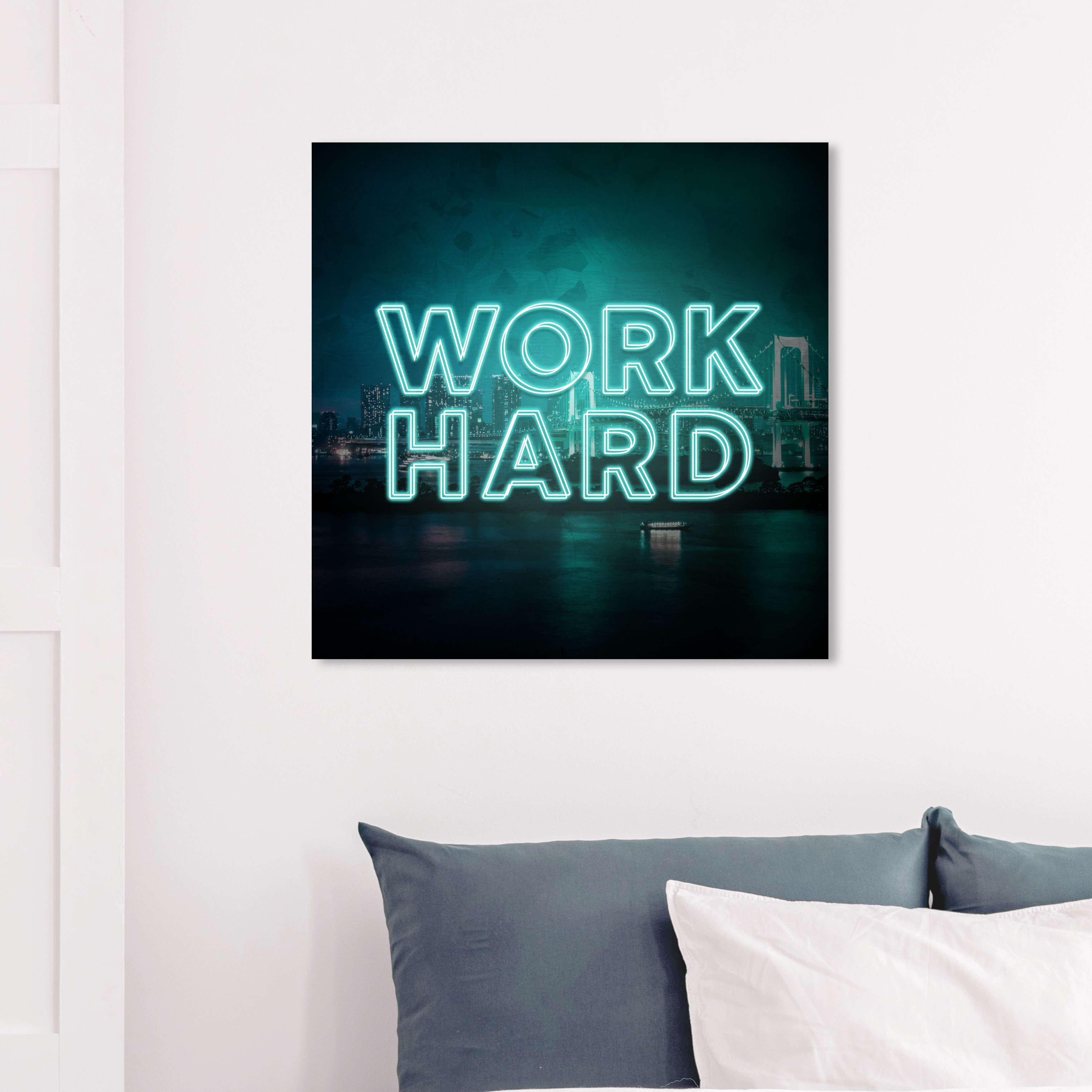 Hatcher & Ethan Work Hard City - Wrapped Canvas Graphic Art | Wayfair