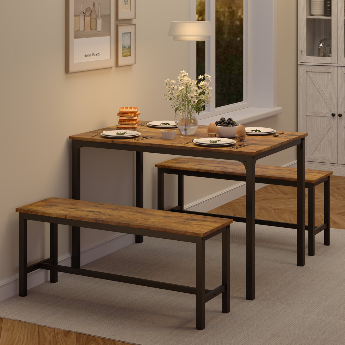 17 Stories Dining Table Set For 4-6, Ultra-Long Kitchen Table With 2 ...