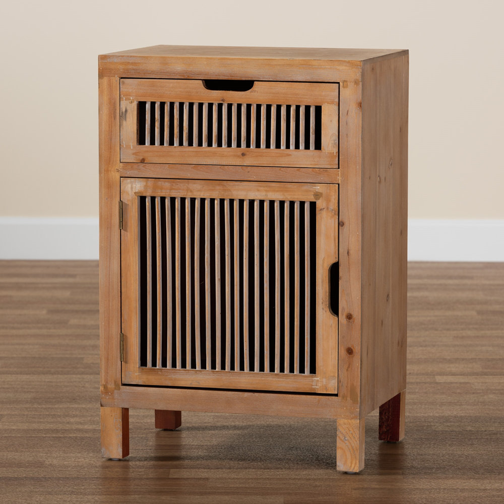 Gracie Oaks Crantor 1 - Drawer Solid Wood Nightstand in Brown | Wayfair