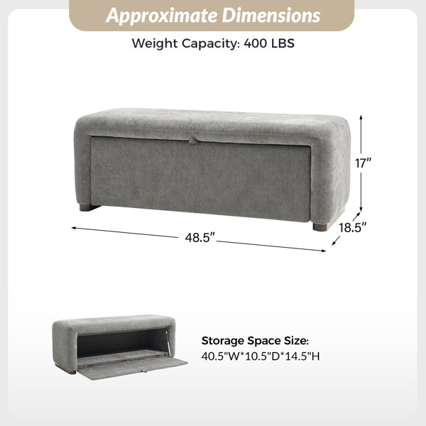 Ivy Bronx Delorise Modern 48.5”W Side-opening Storage Bench with Padded ...