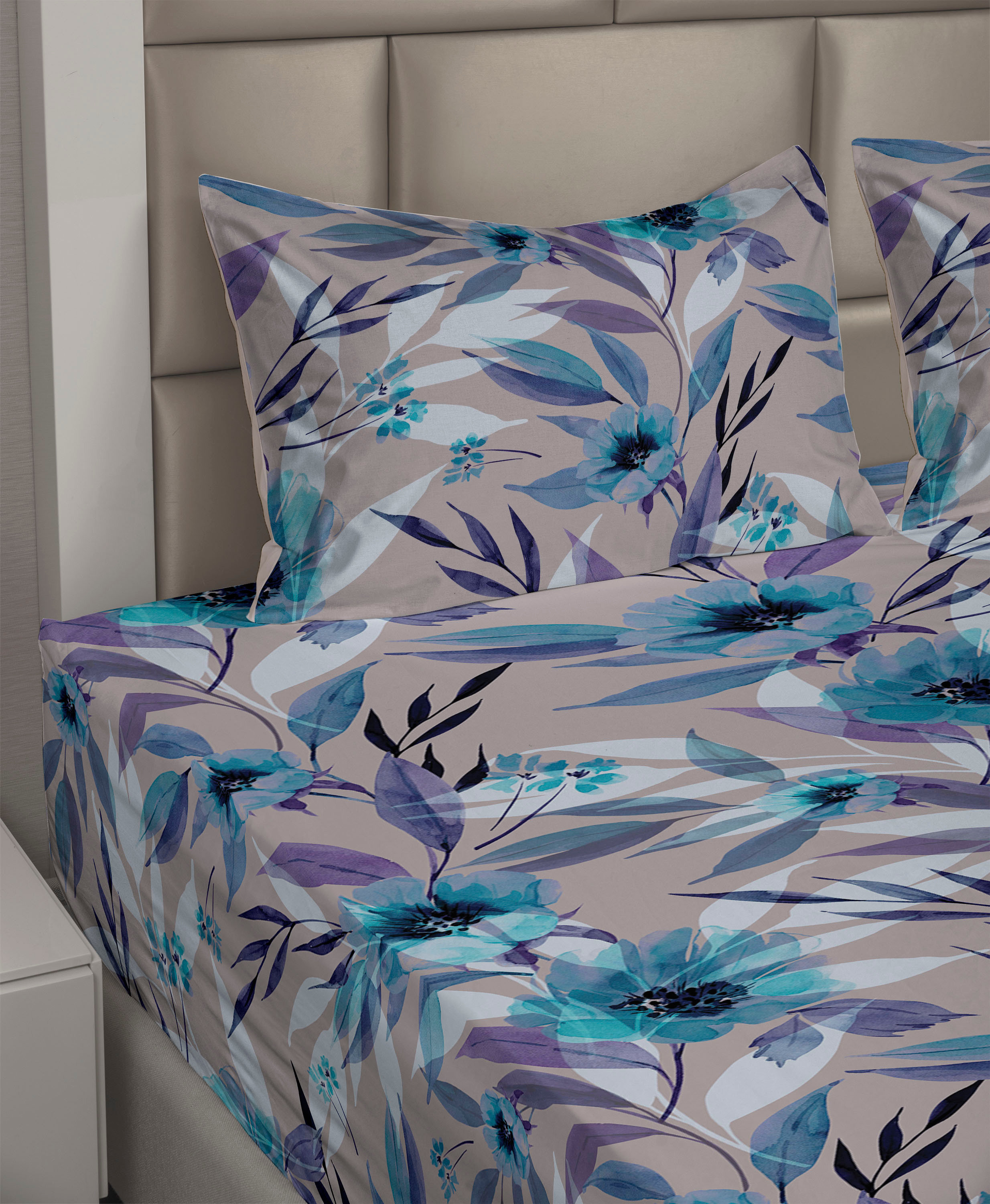 Ambesonne Floral Design Sheet Set Dreamy Vintage Flower Sea Blue Pale ...