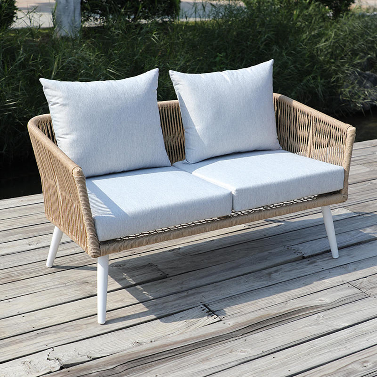 Corrigan Studio® Nikolay 53.15'' Wicker Outdoor Loveseat | Wayfair