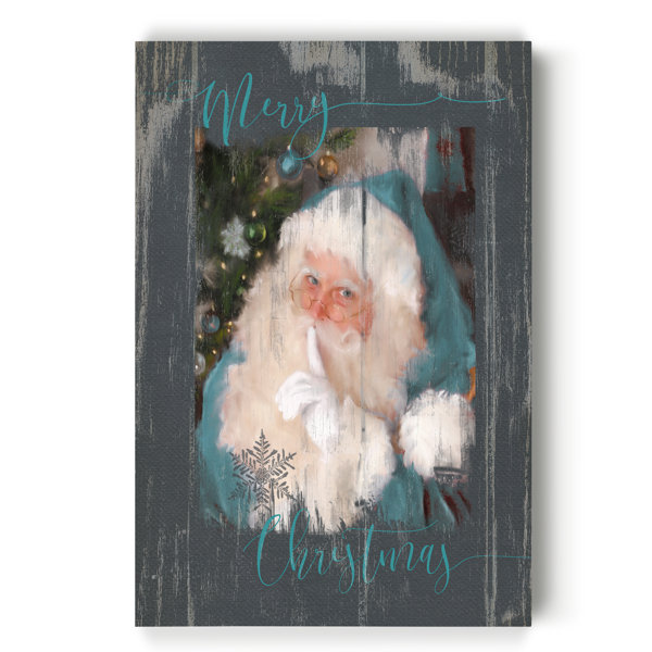 The Holiday Aisle® " Teal Santa " by Parvez Taj & Reviews | Wayfair