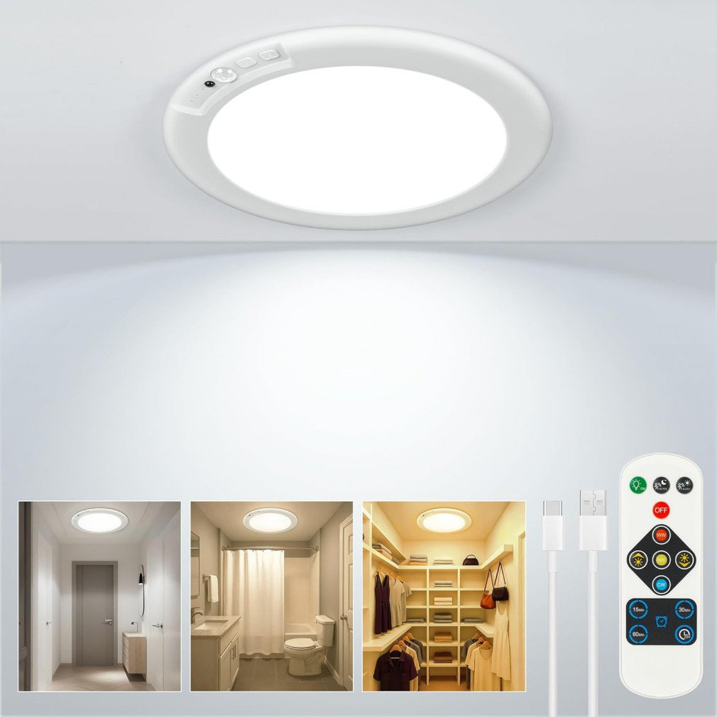 HIBAMSTOR Wireless Closet Lights Motion Sensor - No Wiring Rechargeable ...