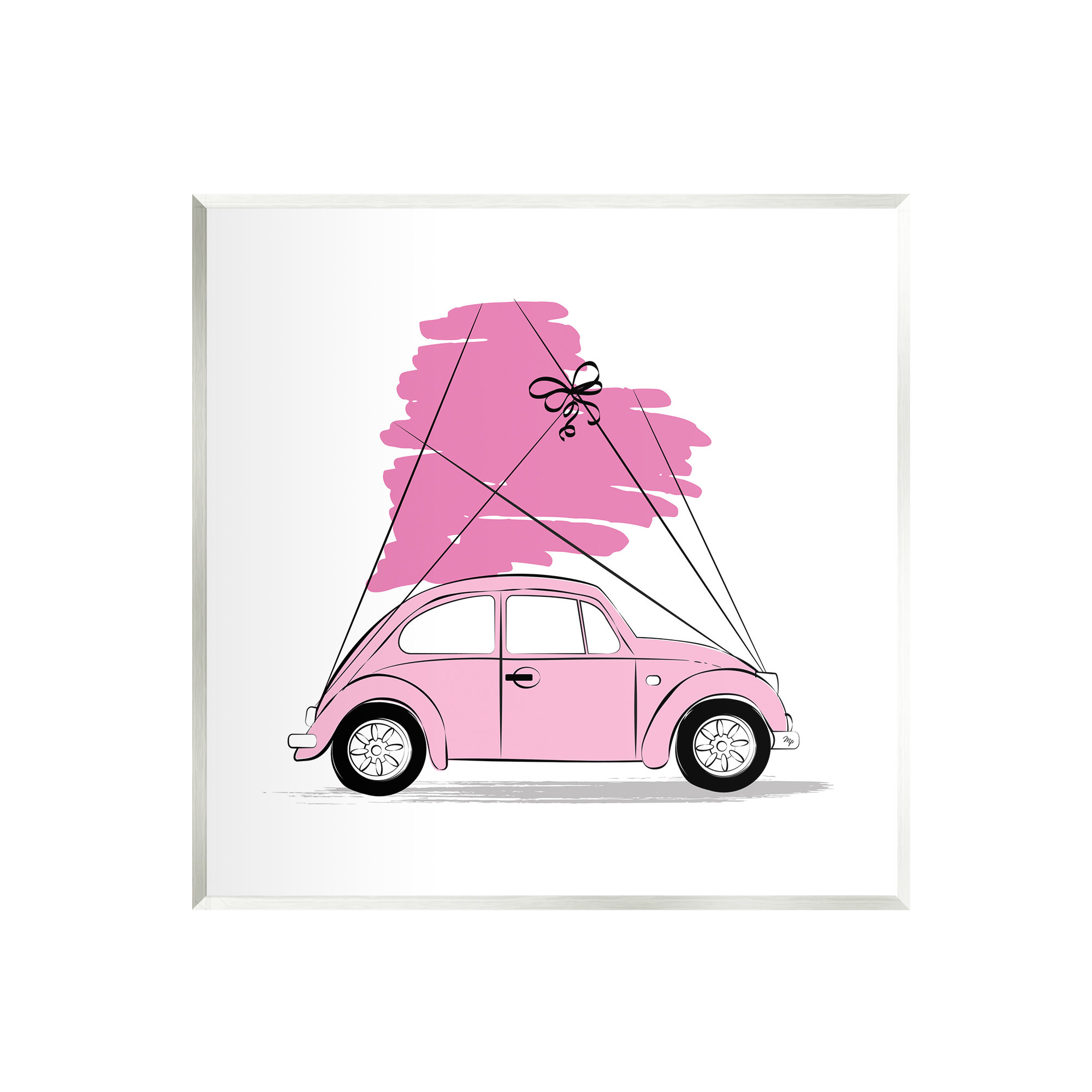 Stupell Industries Trendy Pink Buggy Car Chic Wrapped Heart by Martina ...