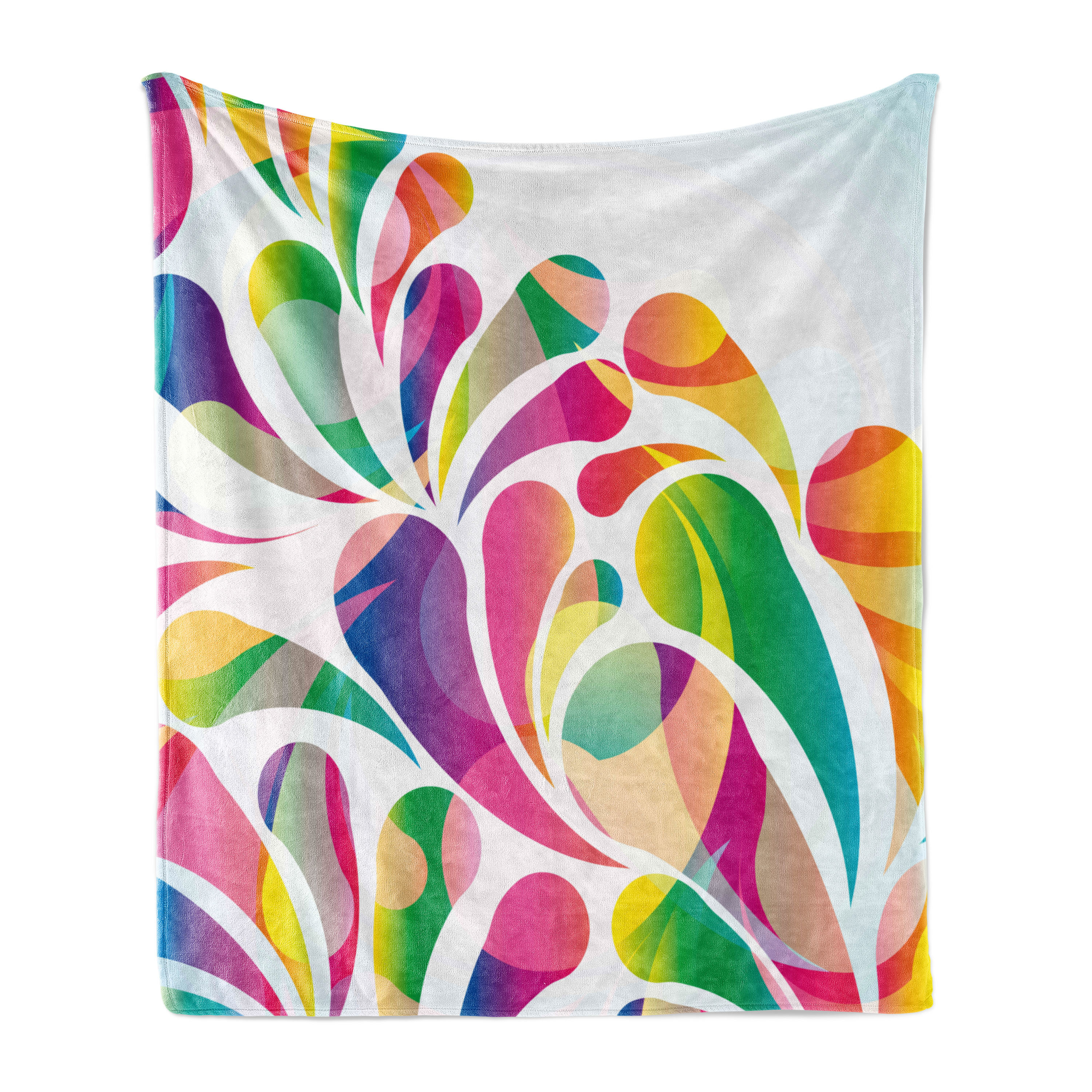 Ambesonne Colorful Fleece Throw Blanket Leaf Shape Vivid Forms ...