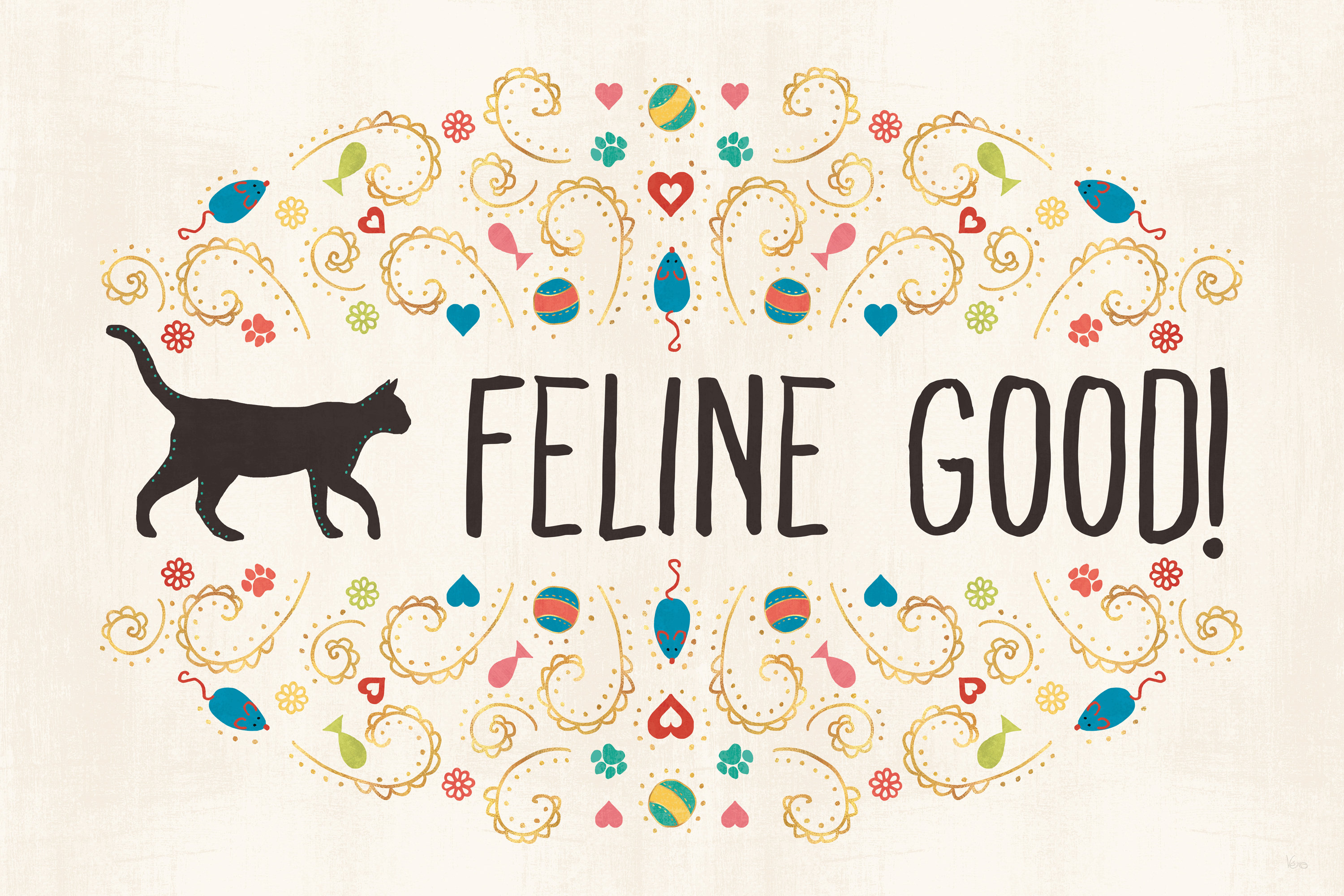 WayArt Otomi Cats I Framed by Veronique Charron Print | Wayfair