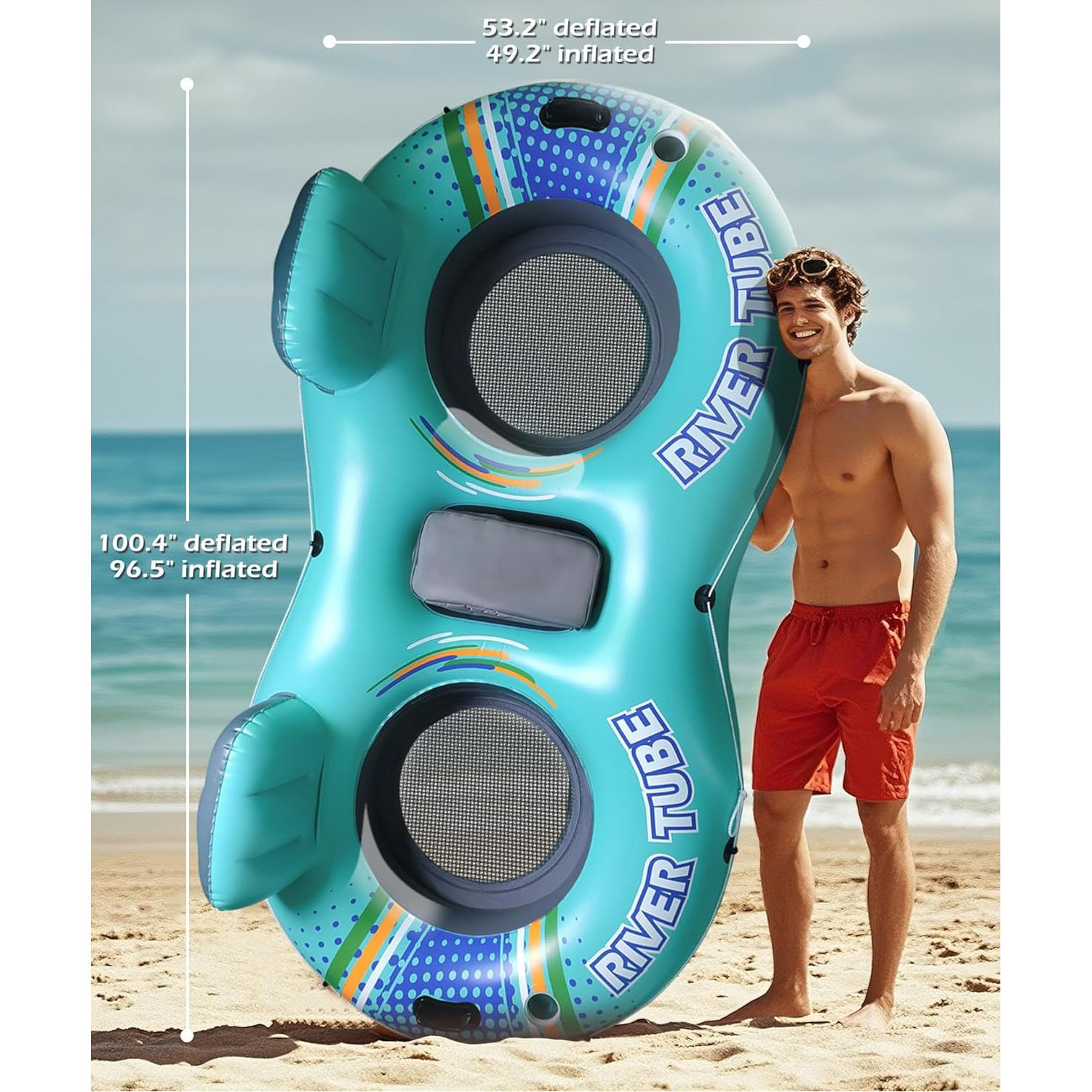 ABIXOL Optimized Inflatable River Tube For 2 - Heavy-Duty Pool/Lake ...