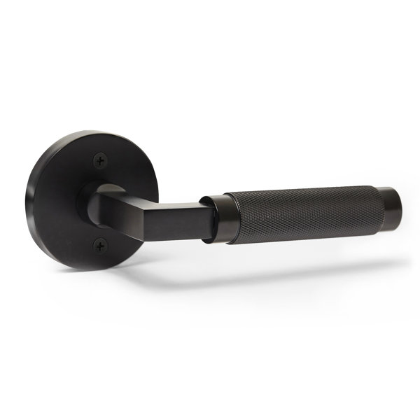 Explore Hardware London Solid Brass Matte Black Door Lever with Knurled ...