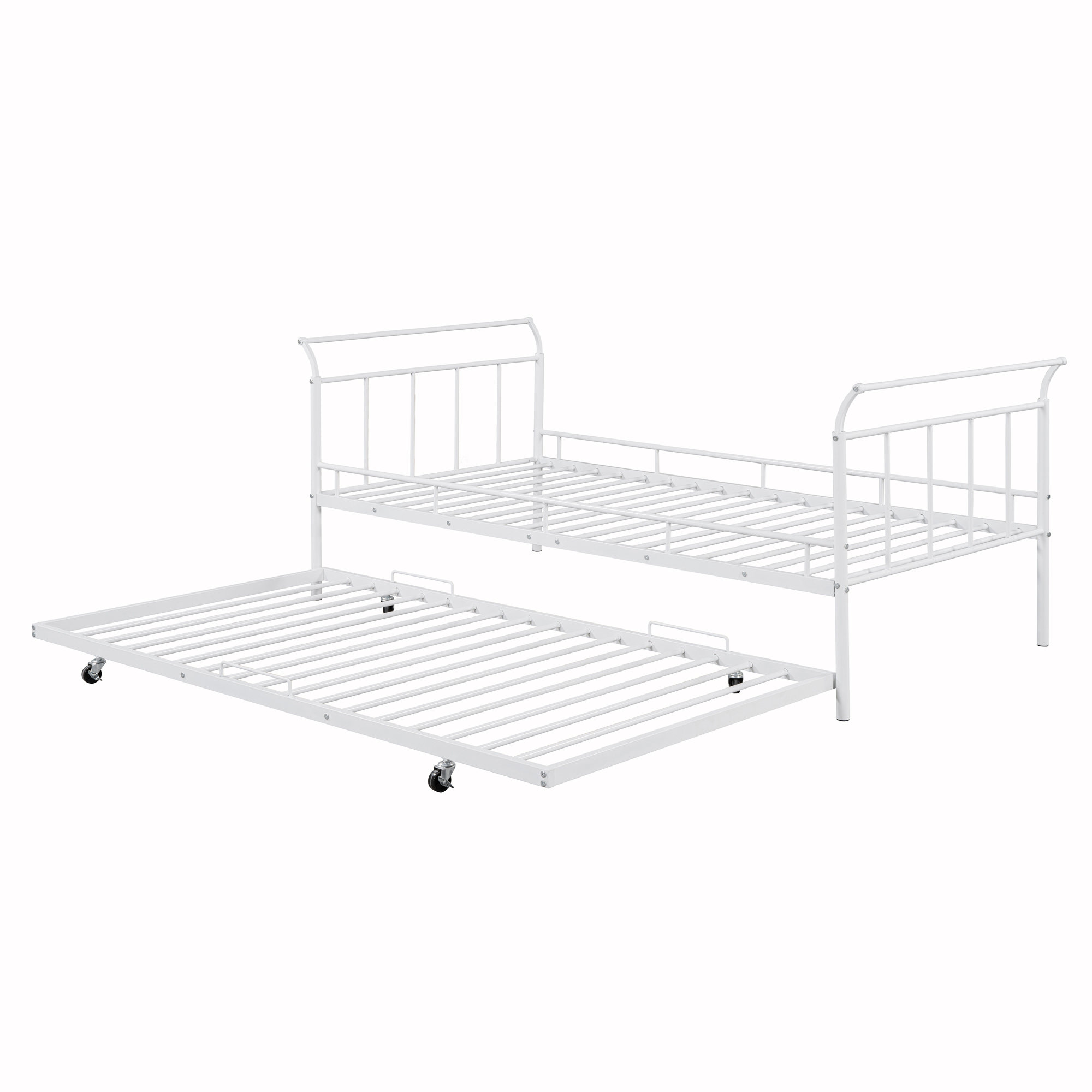 Hokku Designs Full Size Metal Daybed with Curved Handle Design and Twin ...