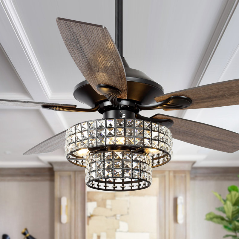 Etta Avenue™ 52" Rafferty 5 - Blade Crystal Ceiling Fan with Remote ...