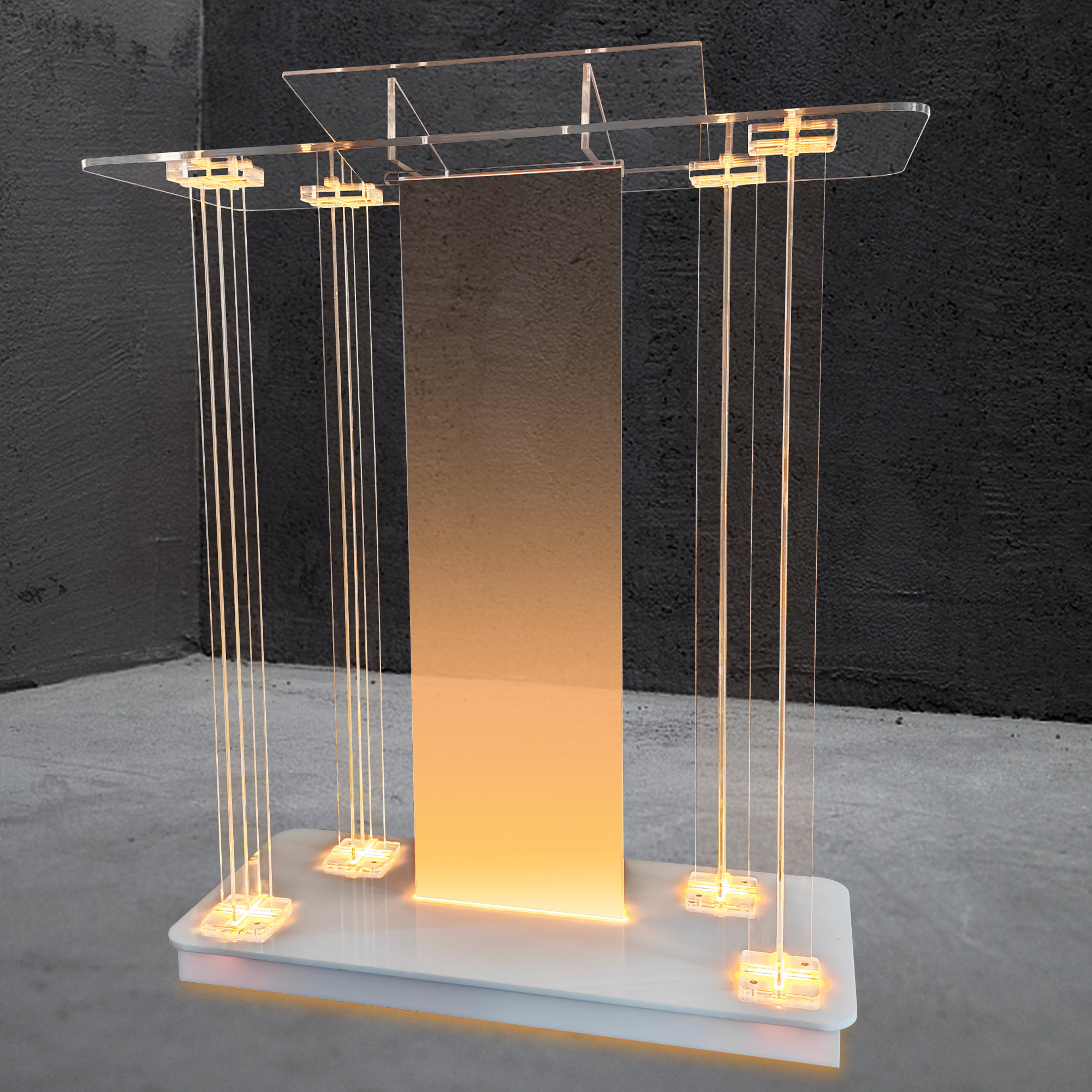 ERIFZ 46"church Pulpit,transparent Led Acrylic Podium With Wheels And ...