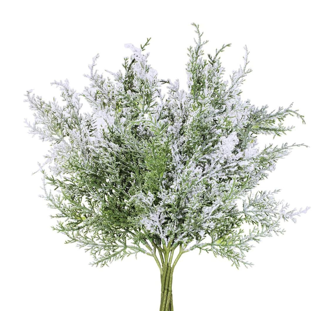 Primrue 6 Pack Snowy Artificial Cedar Picks - 20" Tall Frosted Faux ...