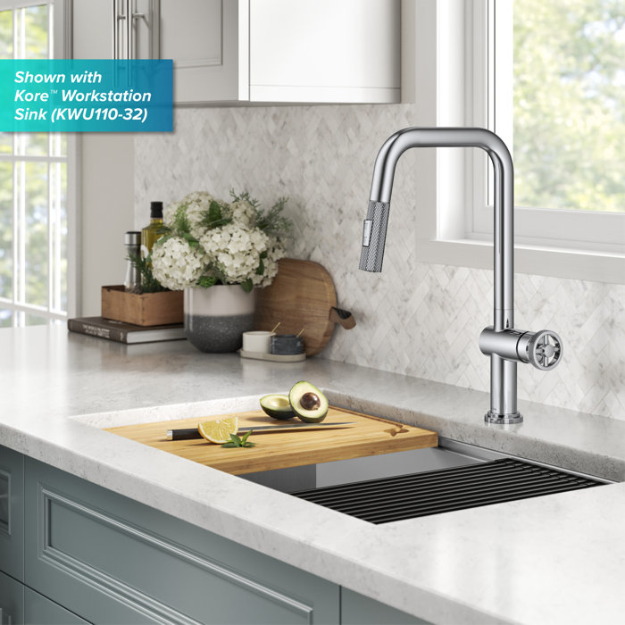 Kraus Urbix Industrial Pull-Down Single Handle Kitchen Faucet & Reviews ...