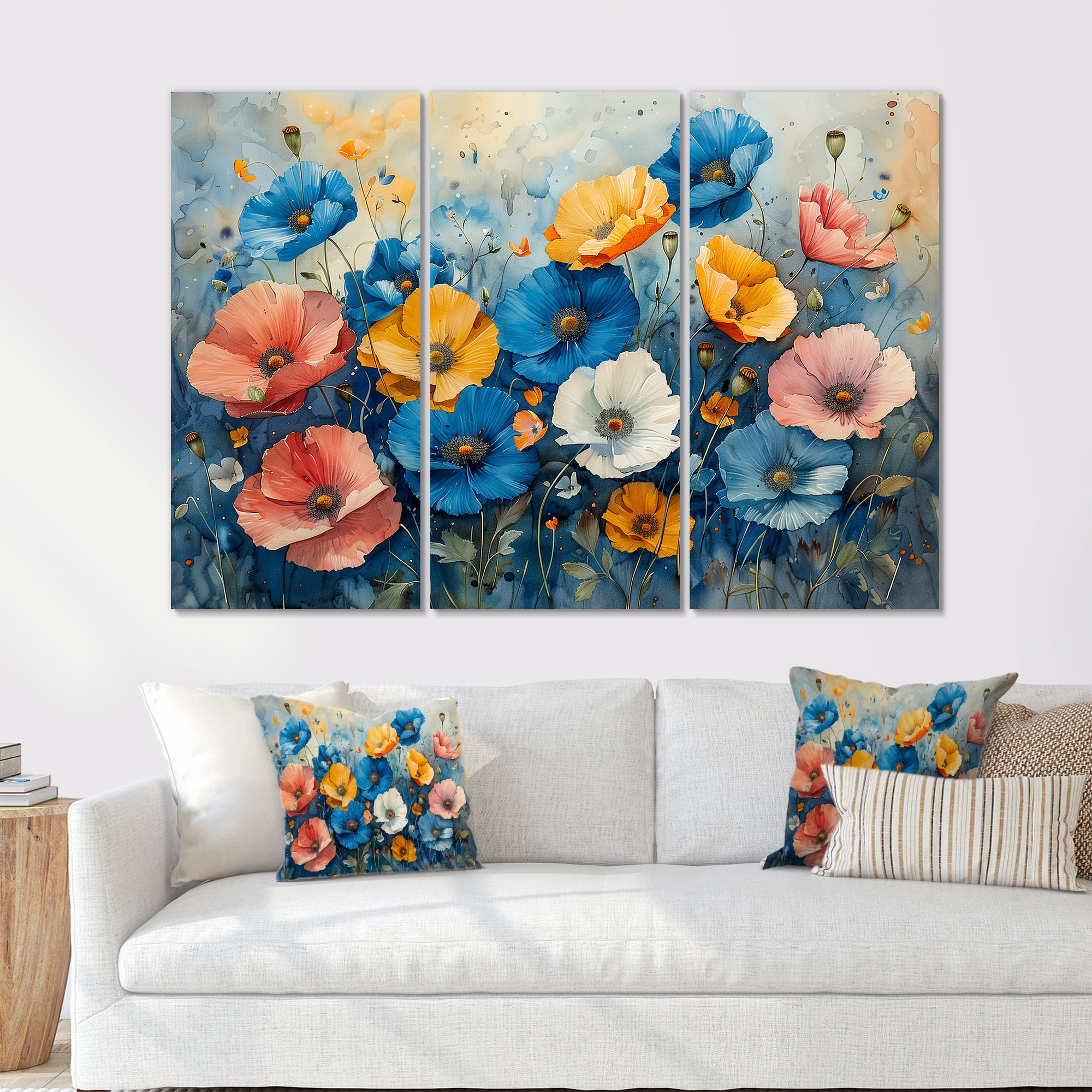Design Art Blue Poppies Garden Of Life - Poppies Wall Art Set - Wayfair ...