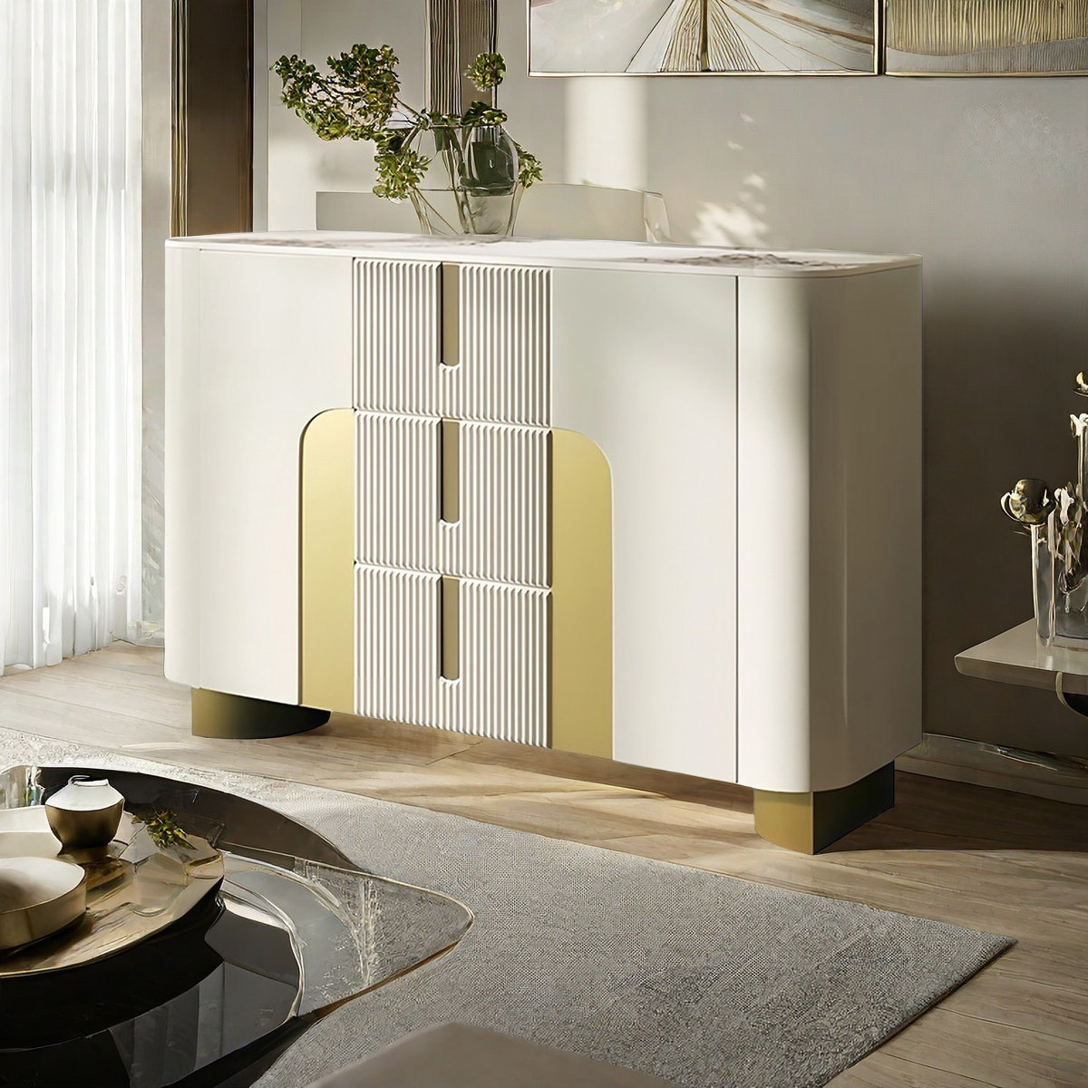 Licalilo Modern Minimalist Rock Panel Storage Cabinet | Wayfair