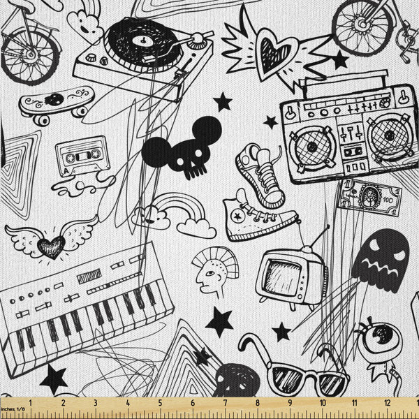 East Urban Home Davianna Cassette Keyboard Ghost Heart and Boombox ...