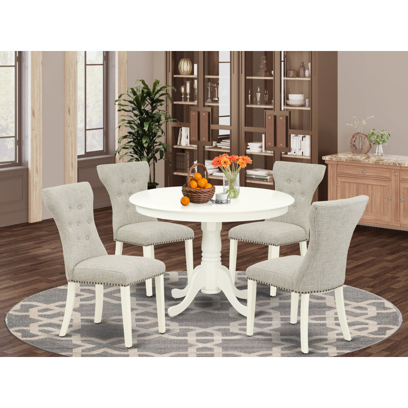 Charlton Home® Valhalla Rubberwood Pedestal Dining Set | Wayfair