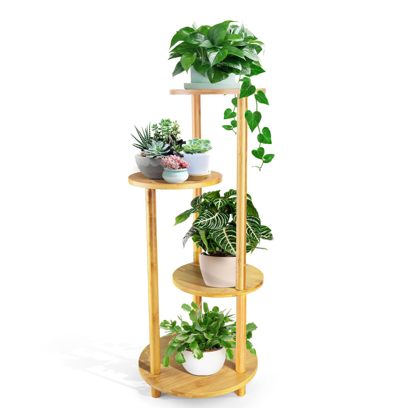Hokku Designs Bamboo Plant Stand Indoor, 4-Tier Planter Shelf For ...