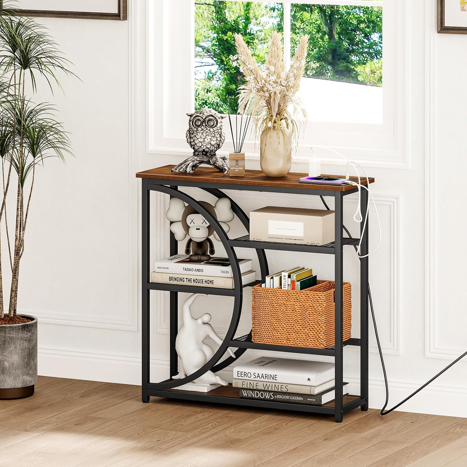 Everly Quinn Console, console avec station de charge, table de canapé ...
