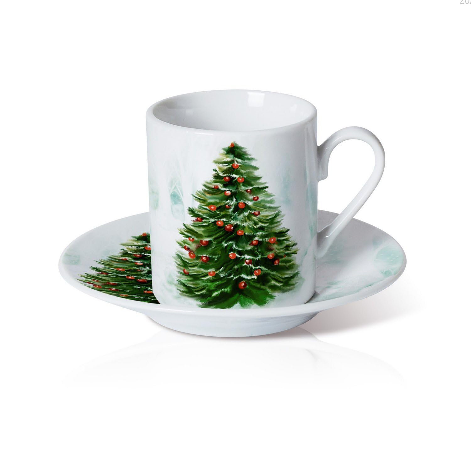 Alpine Cuisine Porcelain Coffee Cup and Saucer Set 6x6 | 3.5oz Espresso ...
