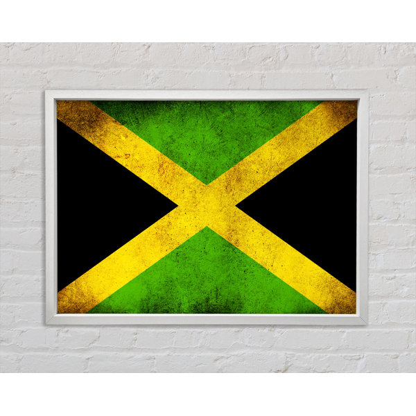 Bright Star Jamaican Grunge Flag - Single Picture Frame Art Prints on ...