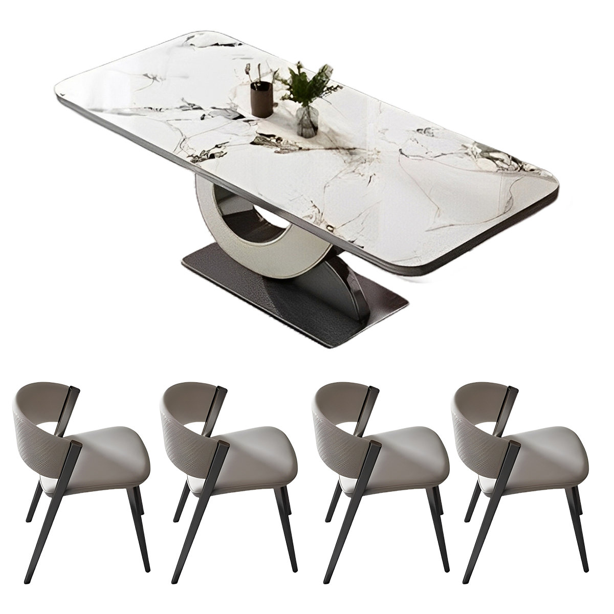 Elamer Italian light luxury rock slab table and chair set | Wayfair