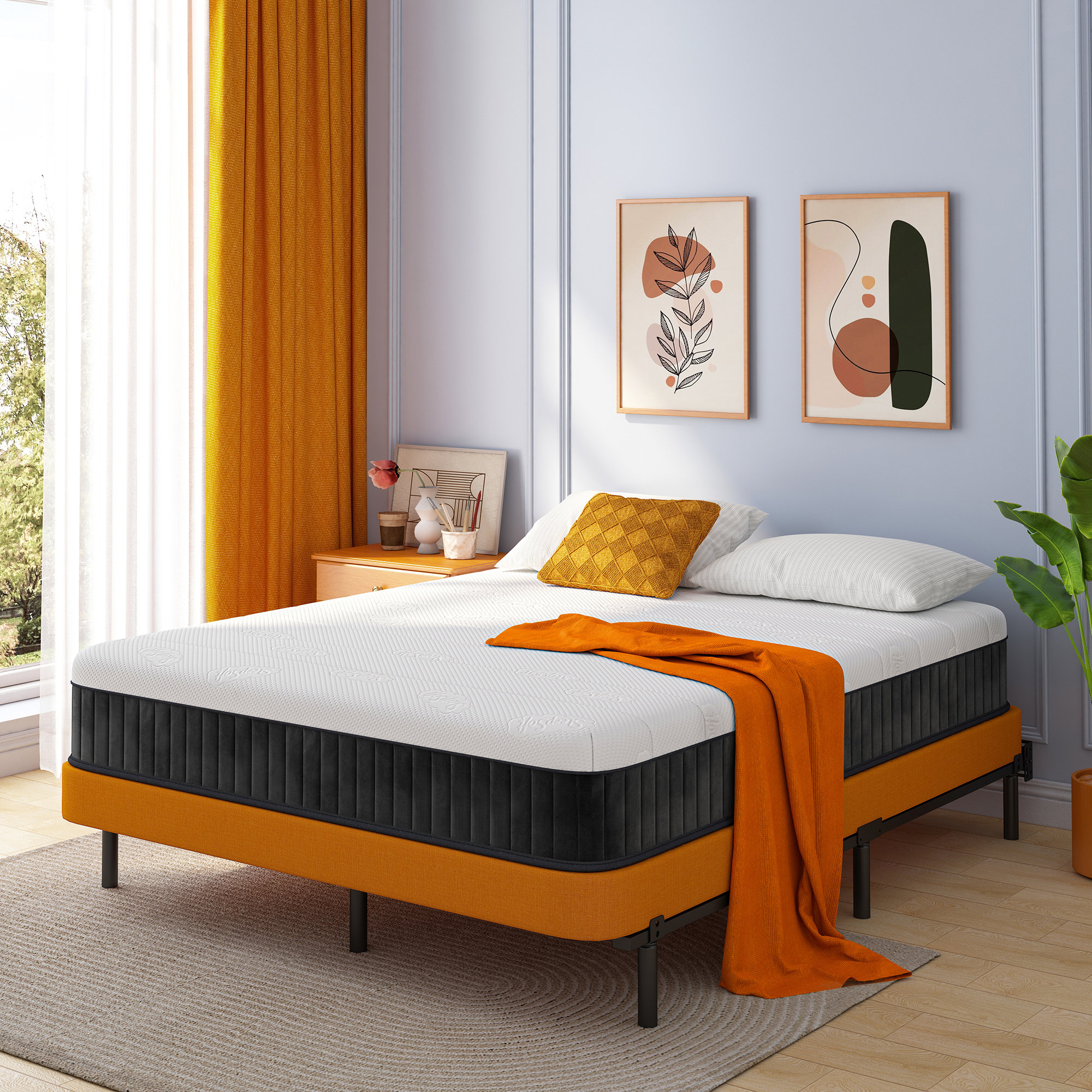 Alwyn Home Innerspring Mattress Medium Hybrid Mattress in a box With ...