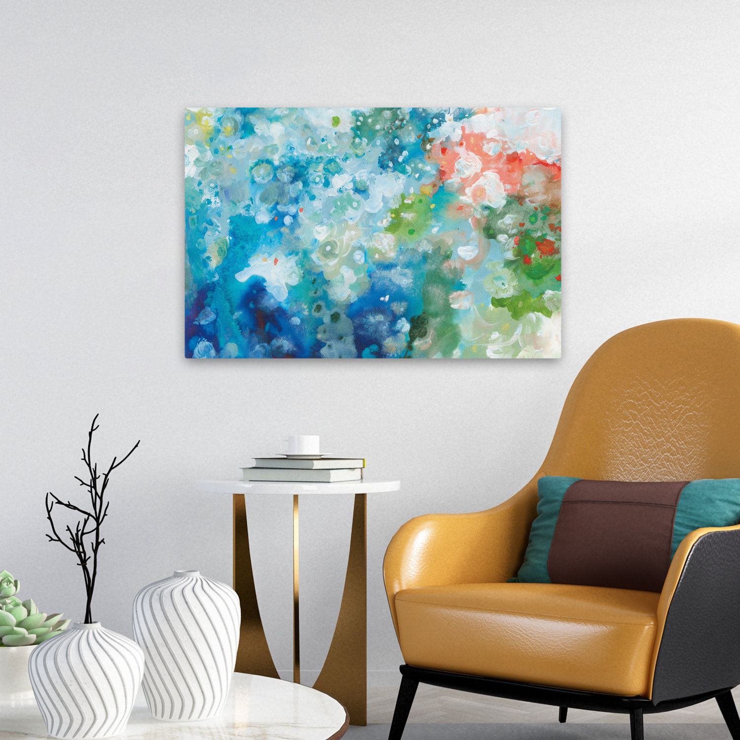 Ivy Bronx Abstract And Blue Tidepool Sparkle Art | Wayfair