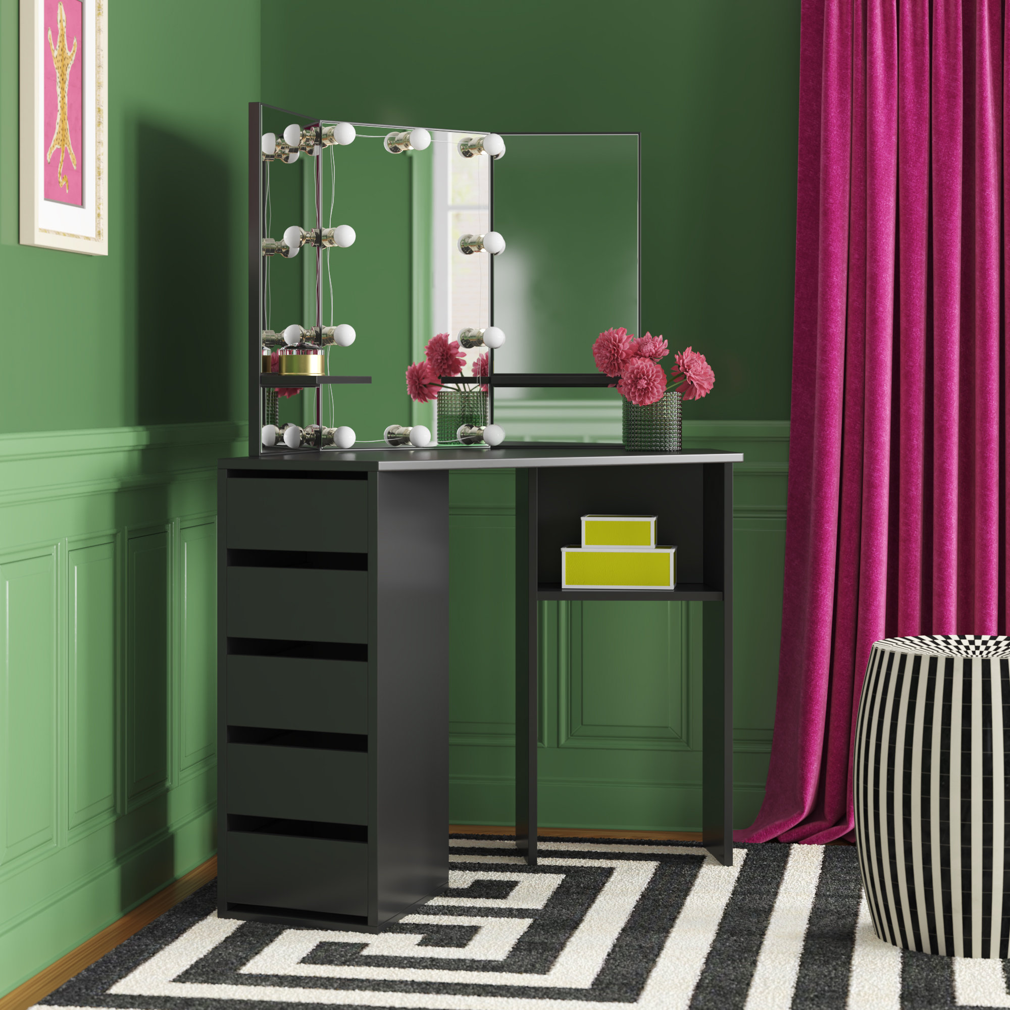 Latitude Run® Keleah Corner Vanity Set with Mirror & Reviews | Wayfair